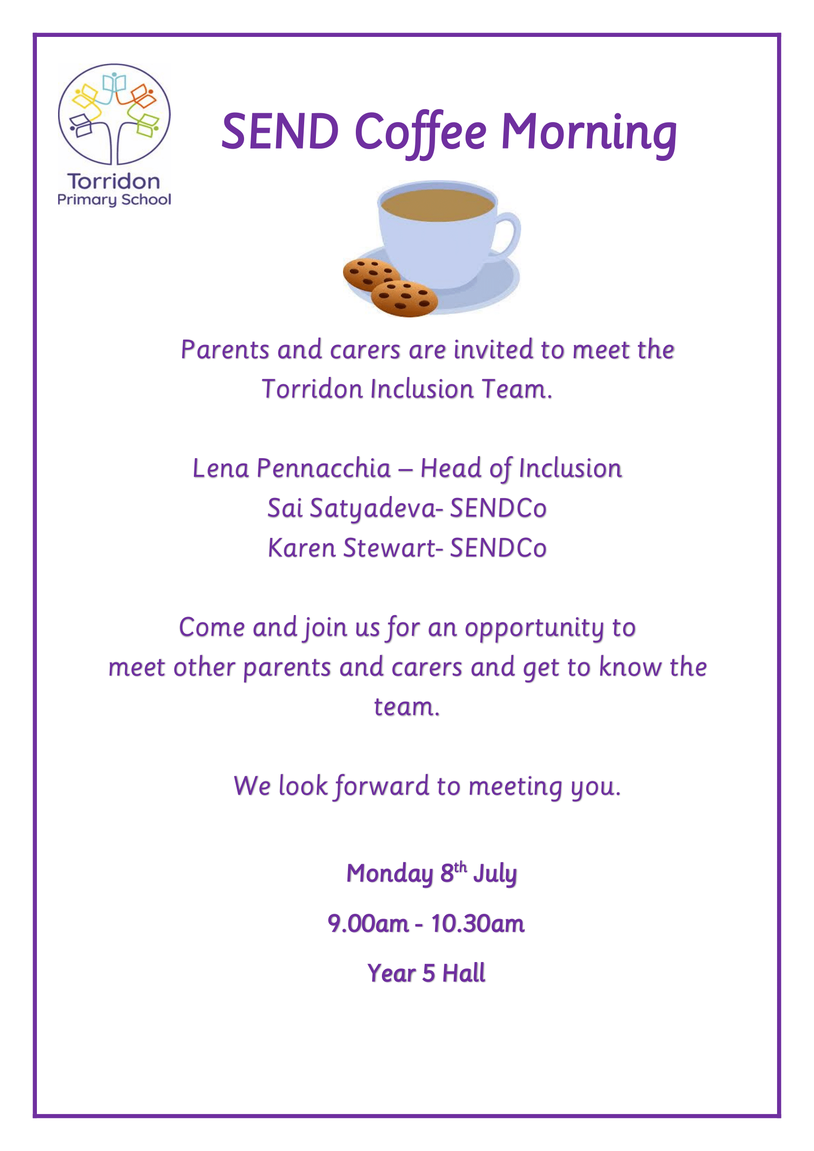 SEND Coffee Morning Monday 8th July 19 – Torridon Primary School